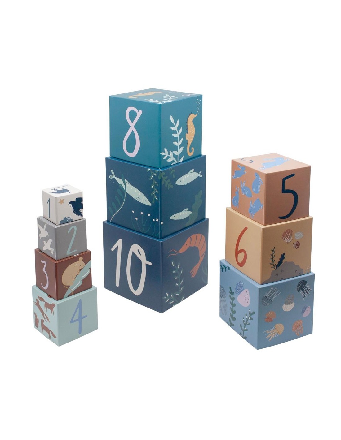 Sebra - Blocs cubes empilables, 10 pièces, Seven Seas / Daydream